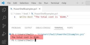 How to Escape Dollar Signs in PowerShell?