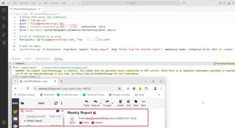 PowerShell Send Email to Multiple Recipients
