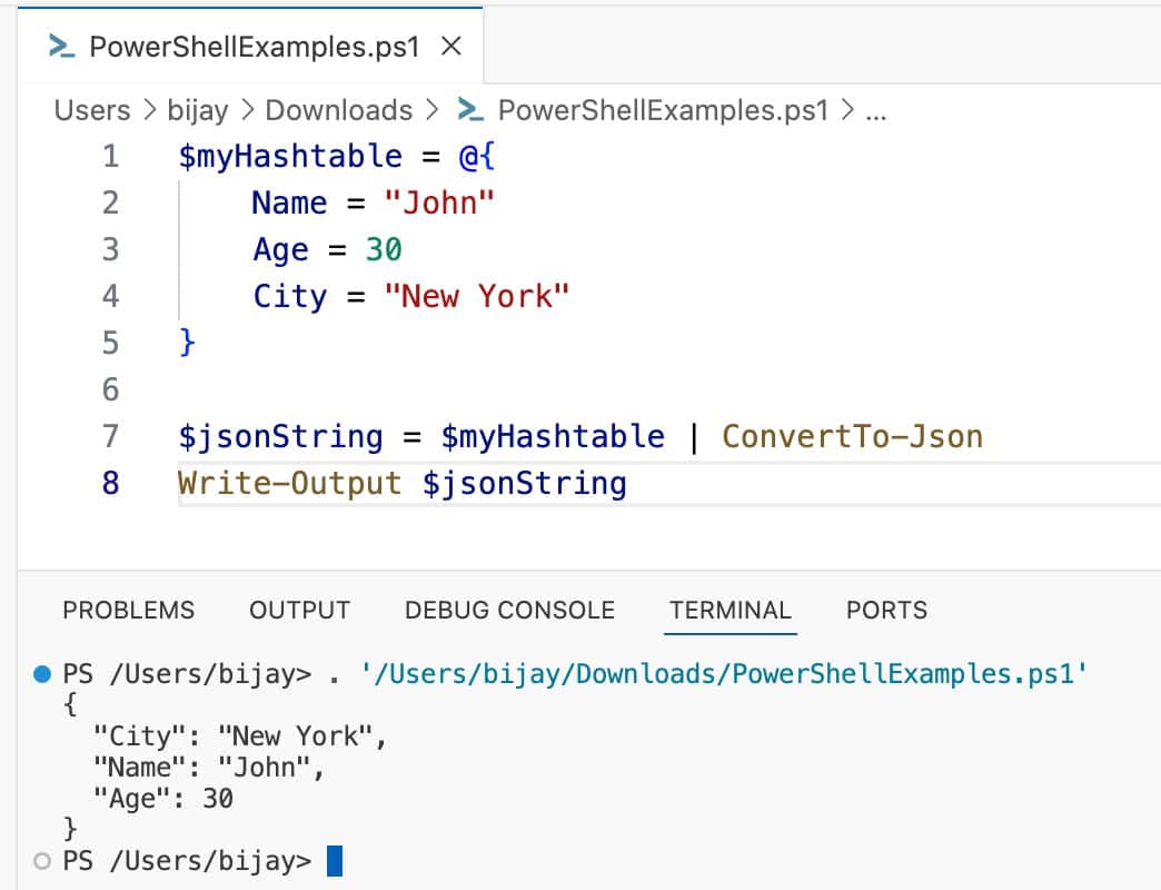 PowerShell: Convert Hashtable to String